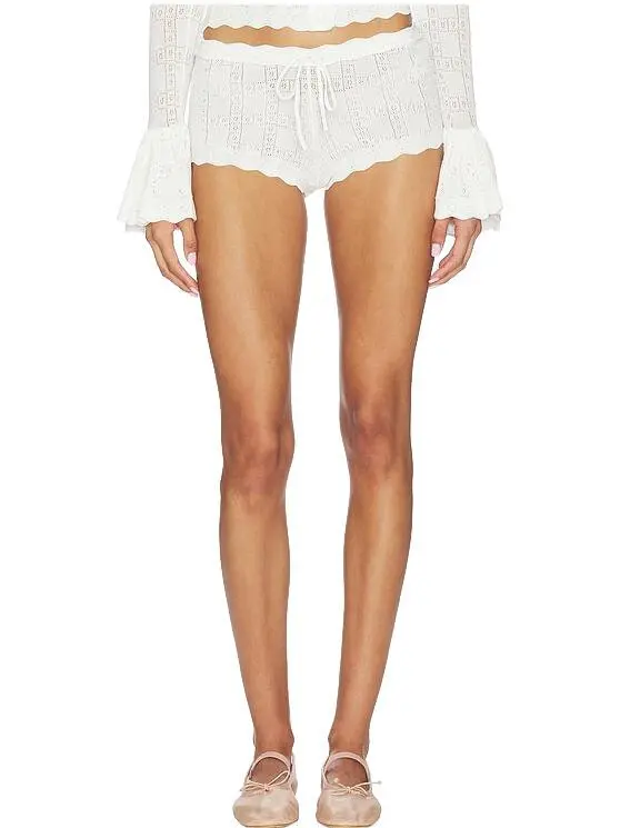 For Love & Lemons Bayberry Pointelle Shorts - White