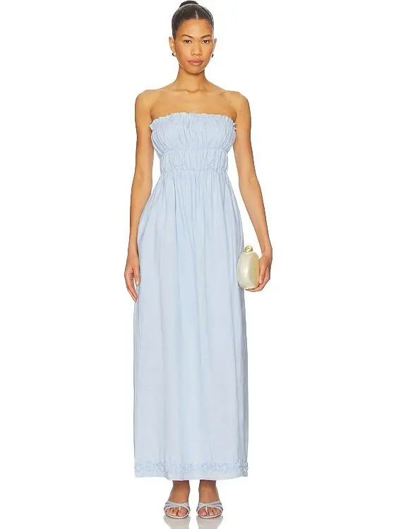 SNDYS Ines Strapless Maxi Dress - Blue