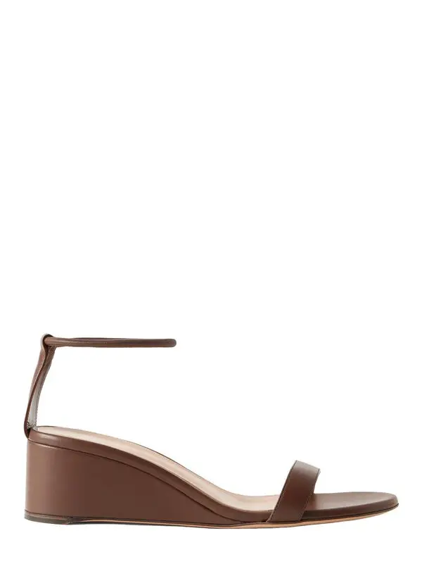 GIANVITO ROSSI 45mm Leather Wedge Sandals - Brown