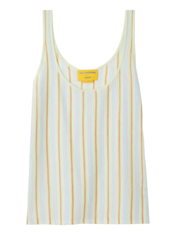 Guest In Residence Striped Cashmere Tank - Yellow
