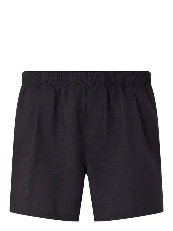 Our Legacy Boxer Trunk Straight-leg Seersucker Swim Shorts - Black