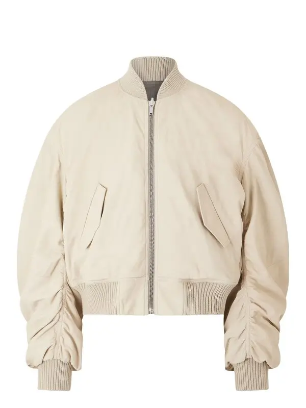 Rick Owens Secchia Leather Bomber Jacket - Neutrals