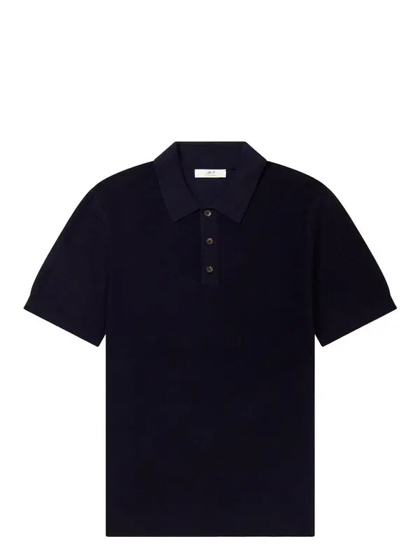 Mr P. Organic Cotton And Cashmere-blend Polo Shirt - Blue