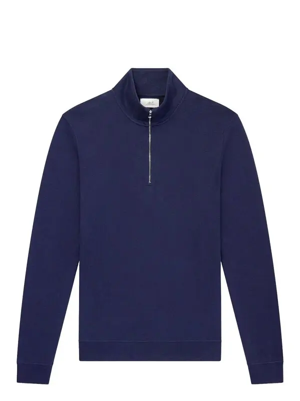 Mr P. Cotton Half-zip Sweater - Blue