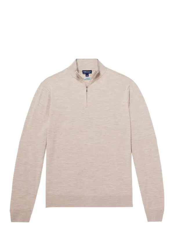 Peter Millar Excursionist Flex Merino Wool-blend Half-zip Sweater - Neutrals