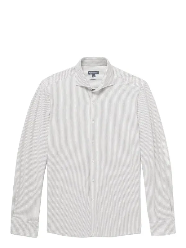 Peter Millar Excursionist Flex Slim-fit Striped Cotton-blend Shirt - Gray
