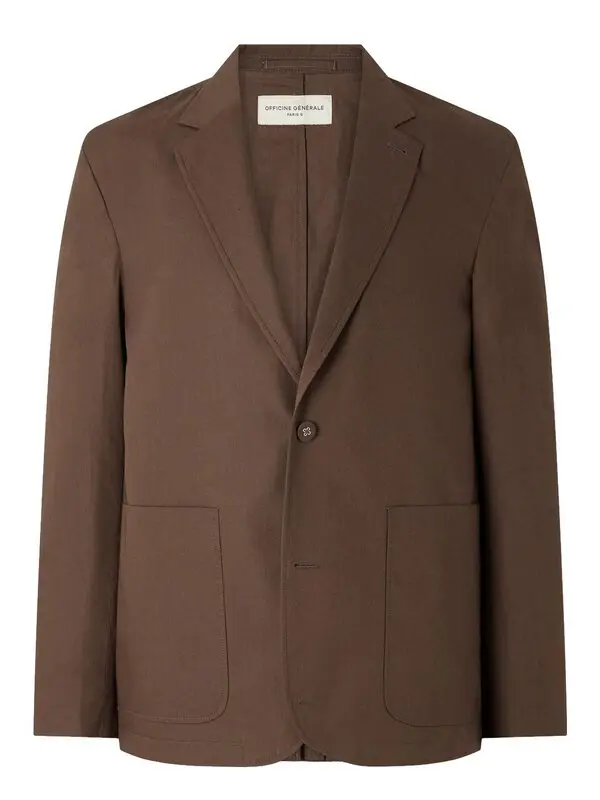 Officine Générale Cyril Unstructured Organic Cotton Blazer - Brown