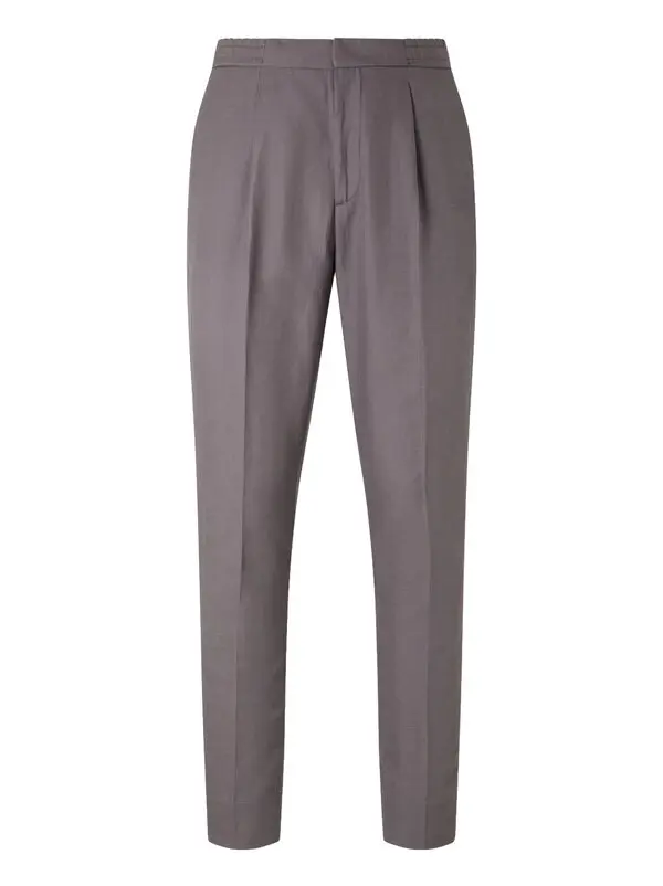 Officine Générale Drew Tapered Pleated Trousers - Gray