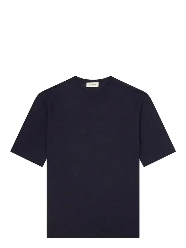 PIACENZA CASHMERE 1733 Silk And Linen-blend T-shirt - Blue