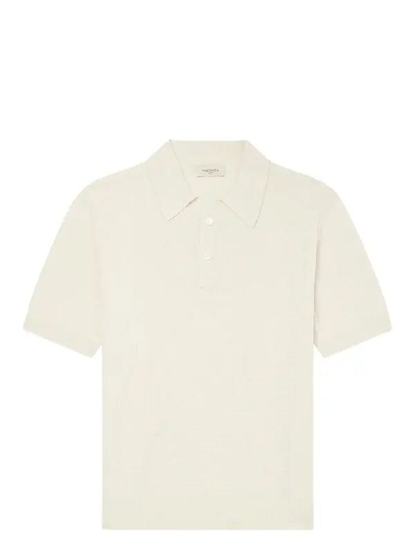 PIACENZA CASHMERE 1733 Silk And Linen-blend Polo Shirt - Neutrals