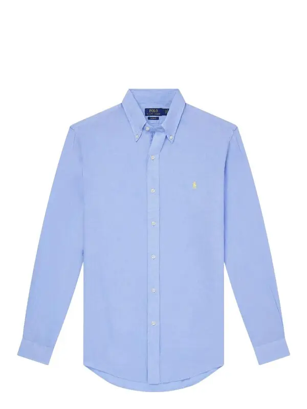 Polo Ralph Lauren Button-down Collar Logo-embroidered Linen Shirt - Blue