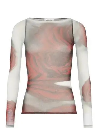 JEAN PAUL GAULTIER Printed Mesh Top - White/grey