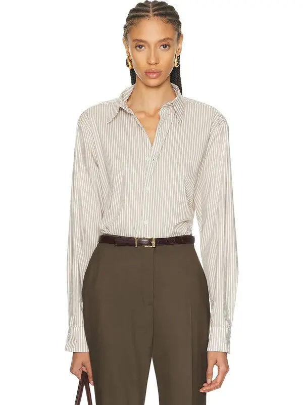 Sprwmn Mara Button Up Shirt - Tan Stripes