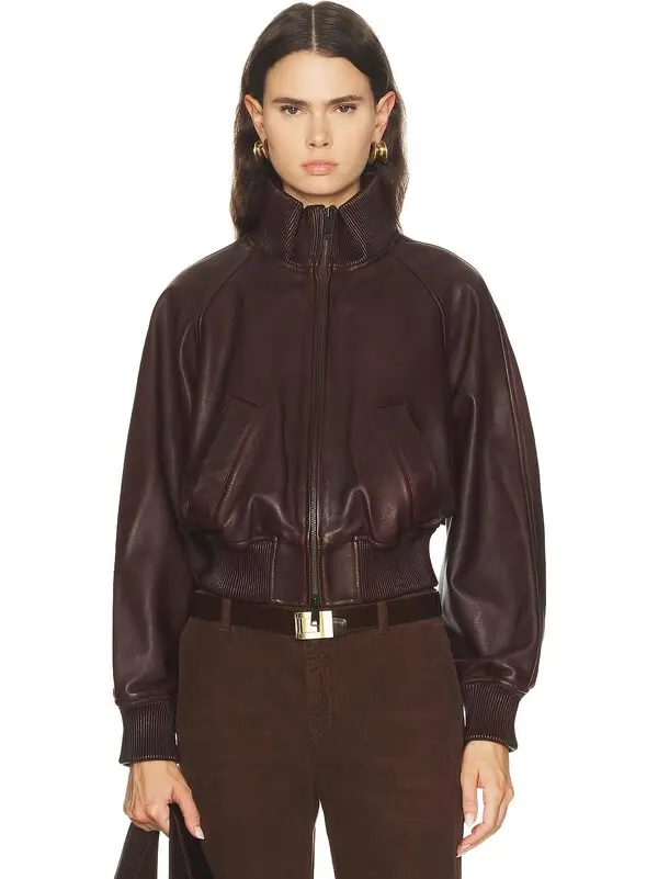 Polo Ralph Lauren Leather Bomber Jacket - Brown