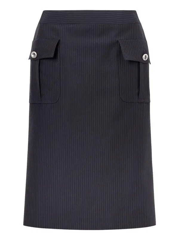 Alexander McQueen Pinstriped Wool And Mohair-blend Midi Skirt - Blue