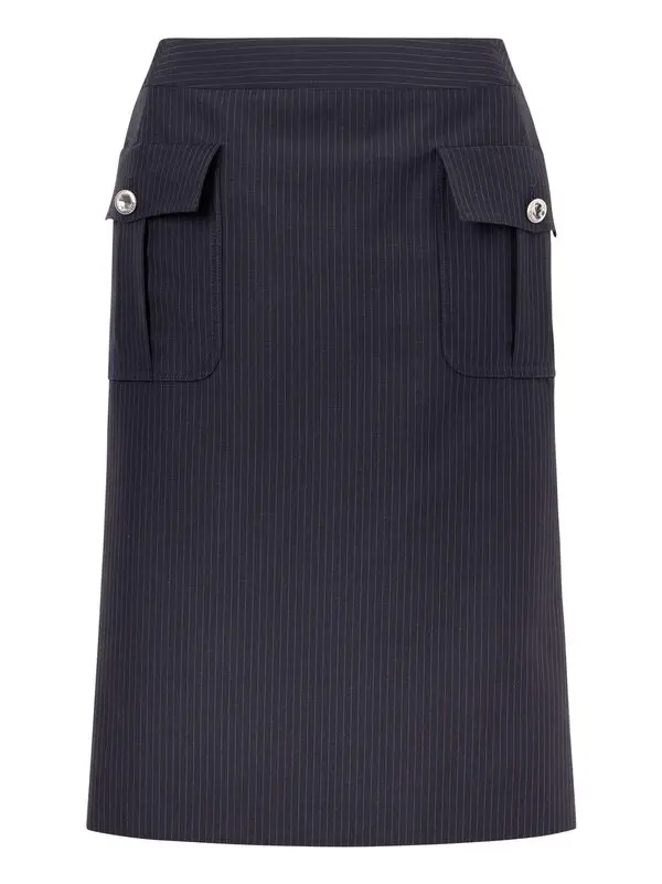Alexander McQueen Pinstriped Wool And Mohair-blend Midi Skirt - Navy