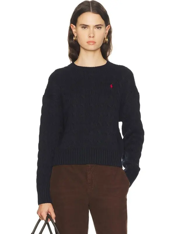 Polo Ralph Lauren Crewneck Cable Knit Sweater - Hunter Navy