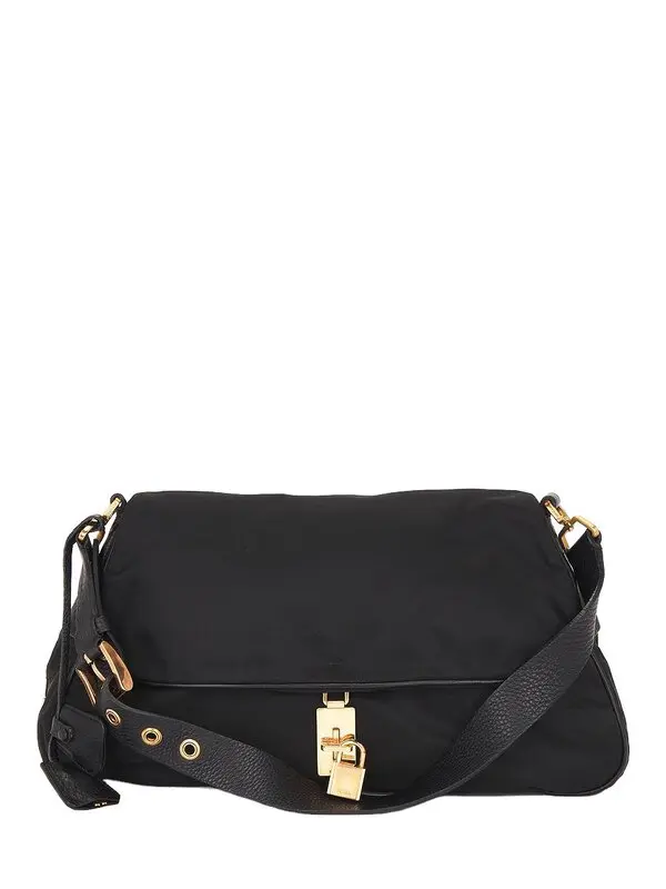 Prada Tessuto Flap Shoulder Bag - Black