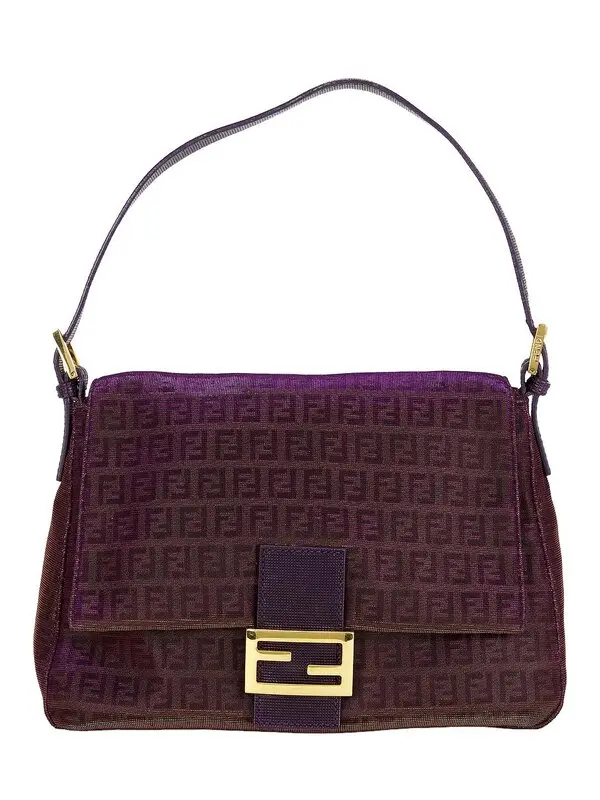 Fendi Zucchino Mama Baguette Shoulder Bag - Purple
