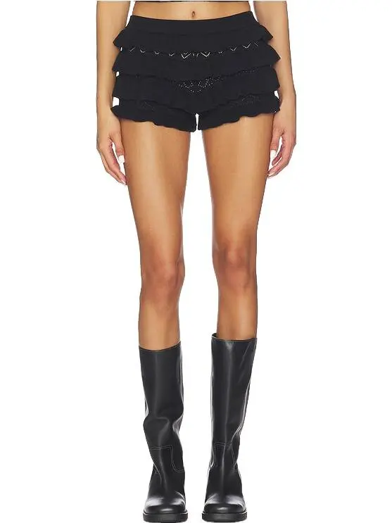 MORE TO COME Emila Ruffle Trim Shorts - Black