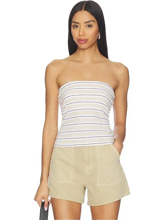 Enza Costa Stripe Classic Bandeau Top - Beige