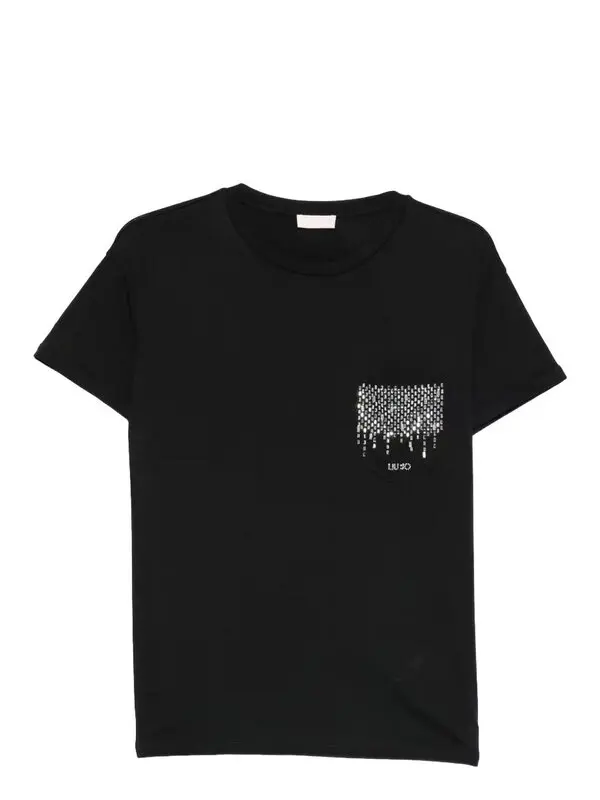 Liu Jo T-shirt With Jewelled Pocket - Black