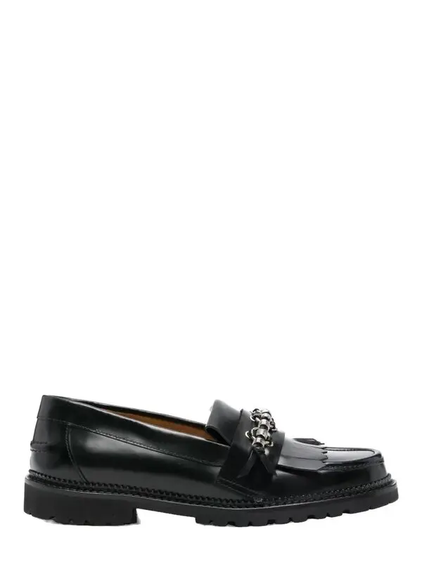 TOGA VIRILIS Leather Loafers With Chain Detail - Black