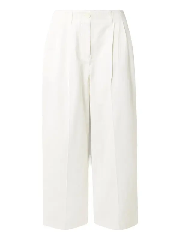 TOTEME Pleated Cotton-twill Wide-leg Pants - White
