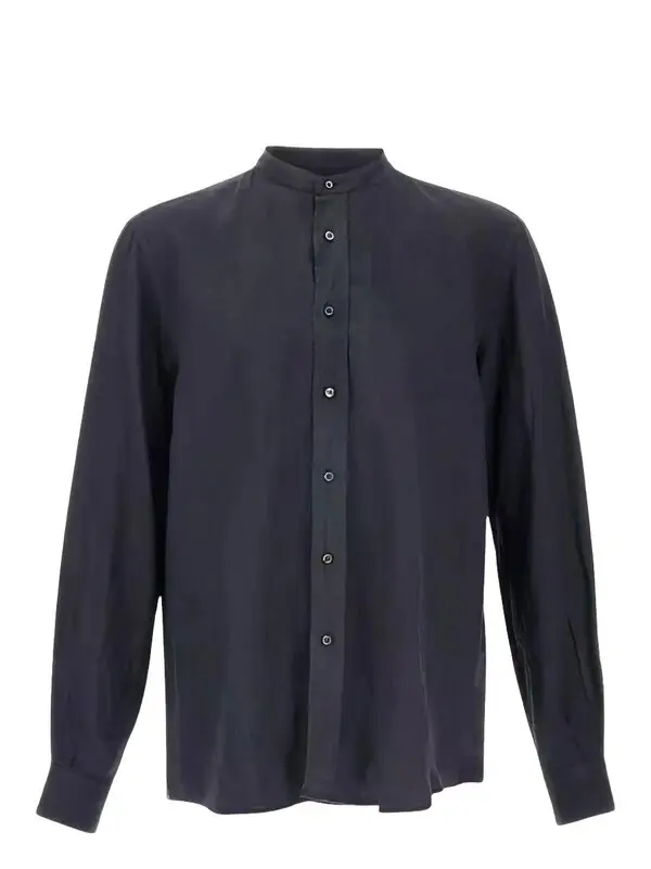 Aspesi Collarless Shirt - Blue