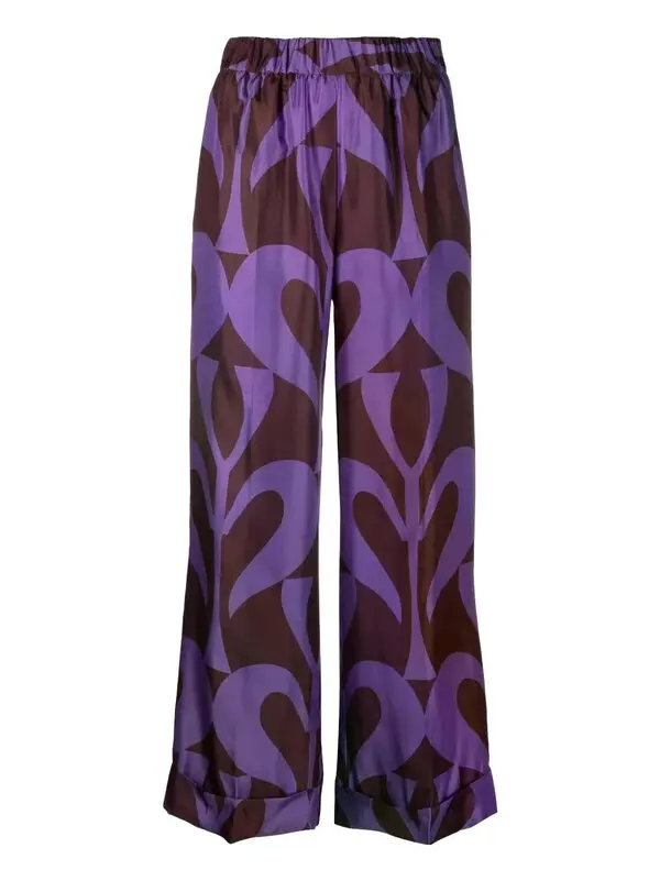 P.a.r.o.s.h Graphic-print High-waisted Trousers - Brown