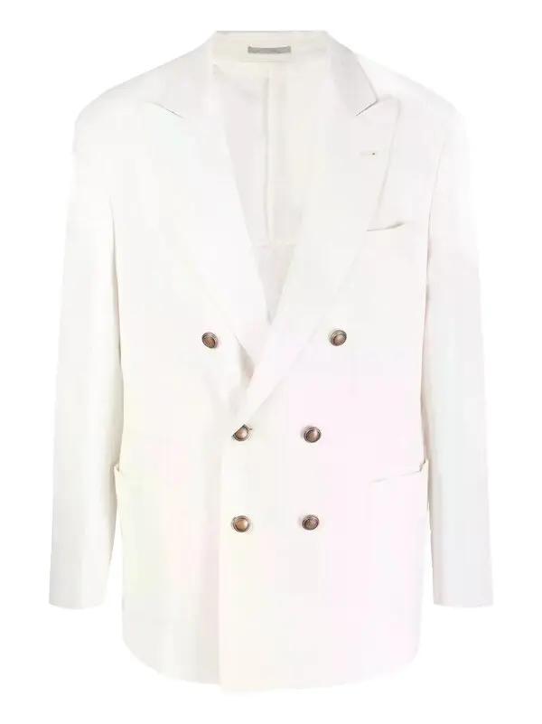 Brunello Cucinelli Double-breasted Linen Blazer - Neutrals