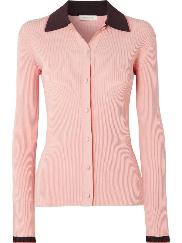 Zimmermann Ribbed-knit Cardigan - Pink