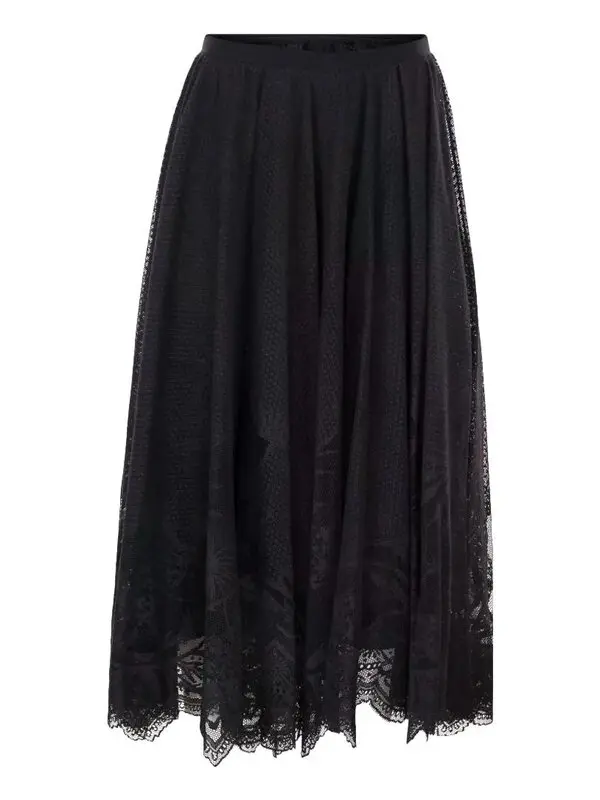 Fabiana Filippi Foliage Embroidery Flared Skirt - Black