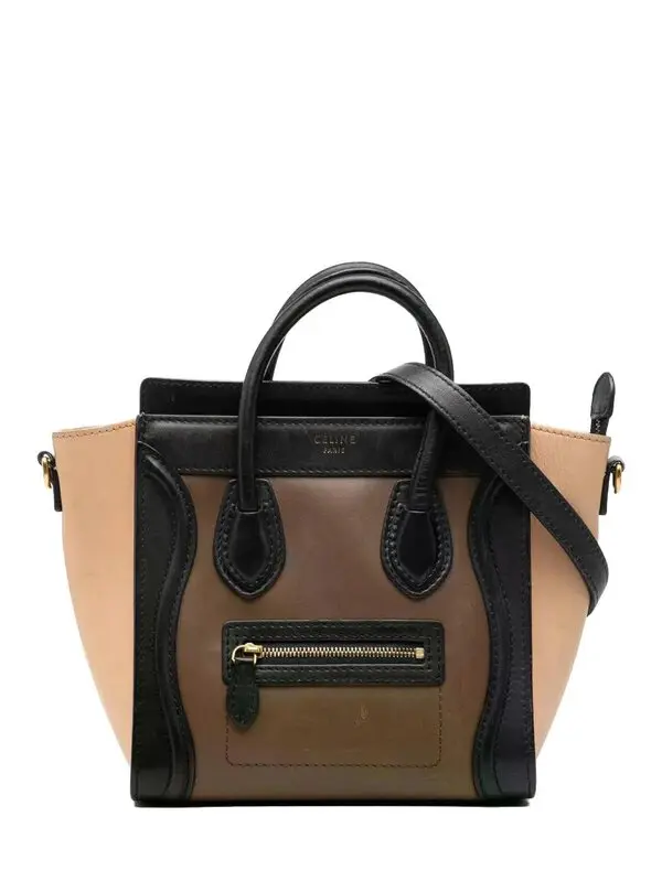 Celine 2013 Nano Tricolor Leather Luggage Satchel - Black