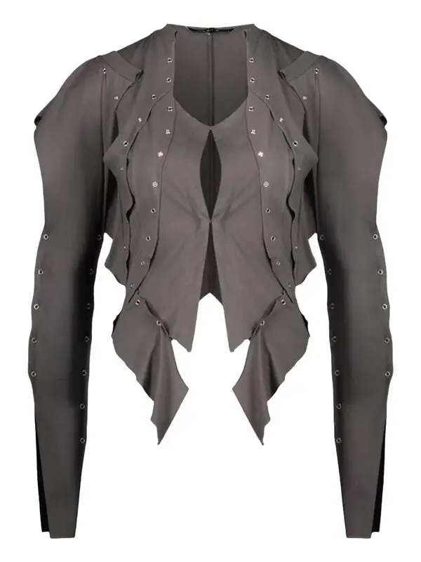 SRVC STUDIO Eyelet Long-sleeve Blouse - Grey