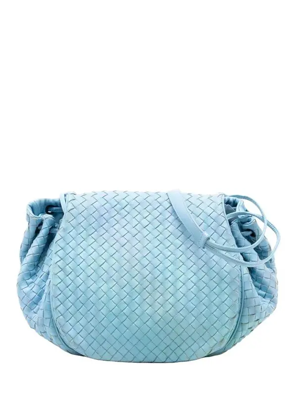 Bottega Veneta 2012-2025 Nappa Intrecciato Flap Crossbody Bag - Blue