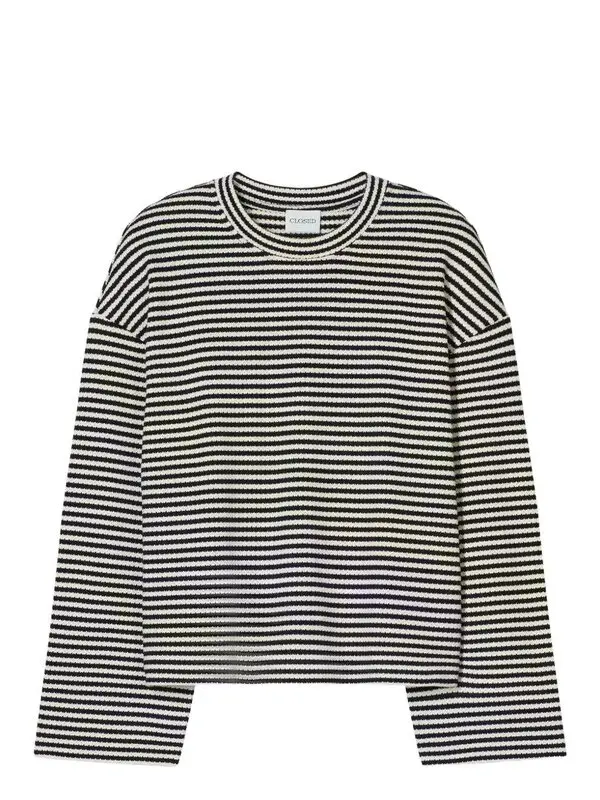 Closed Striped Long Sleeve Top - Neutrals