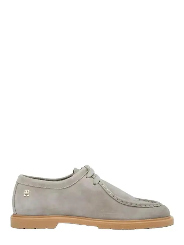 Tommy Hilfiger Logo Suede Lace-up Flats - Grey