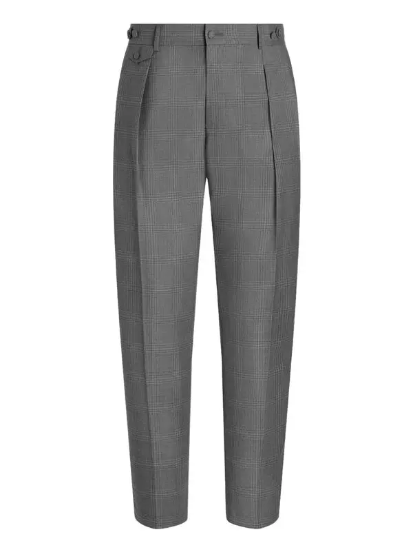 Dolce & Gabbana Glen Plaid Virgin Wool Trousers - Grey