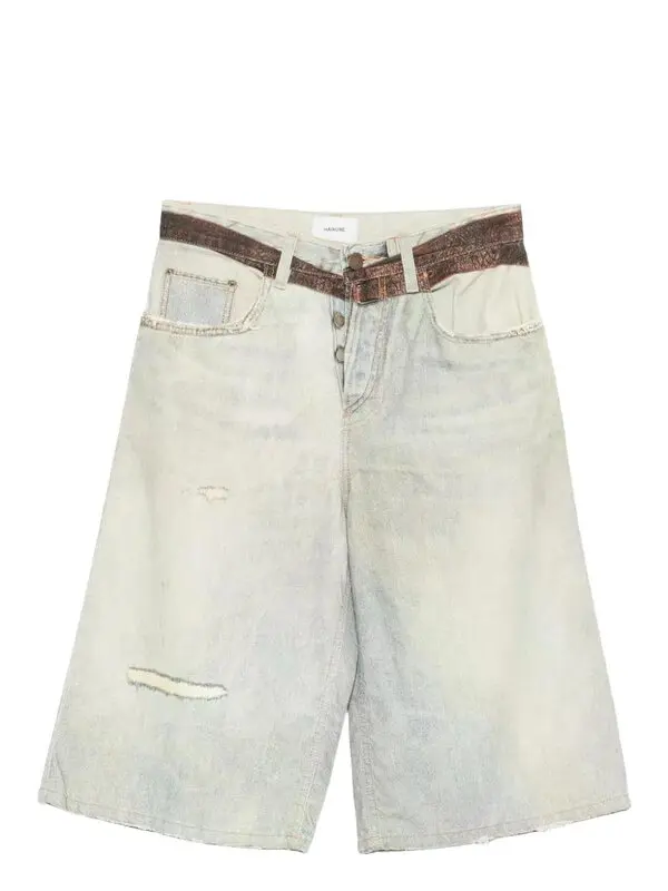 HAIKURE Printed Belt Shorts - Blue