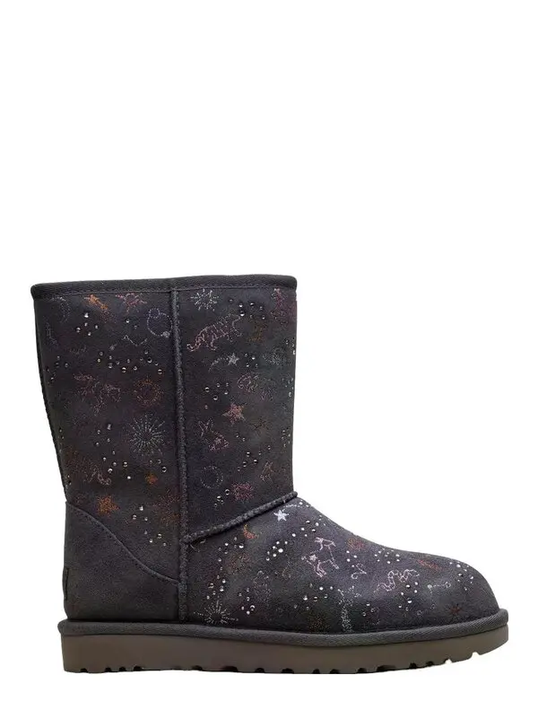UGG Zodiac Print Flat Sole Boots - Grey