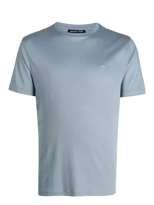 Michael Kors Embroidered-logo Cotton T-shirt - Blue