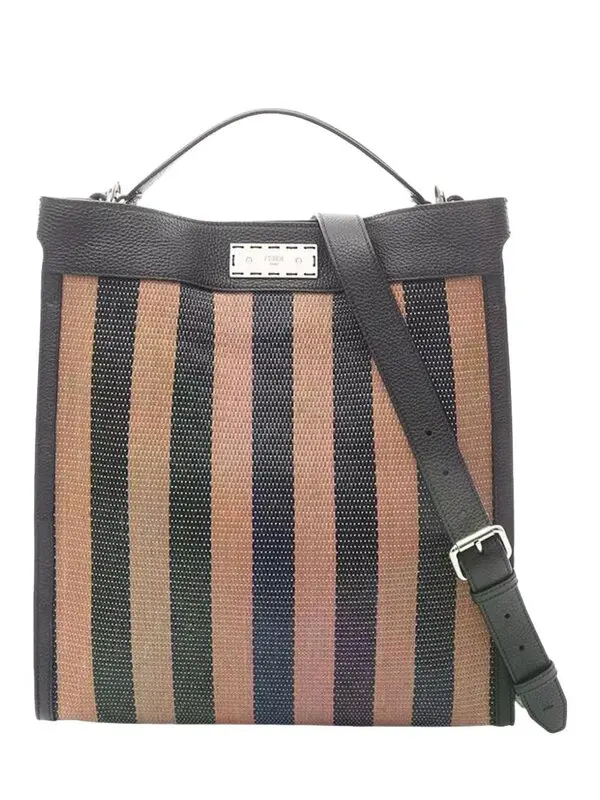 Fendi 2010-2025 Raffia Peekaboo X-lite Fit Satchel - Black