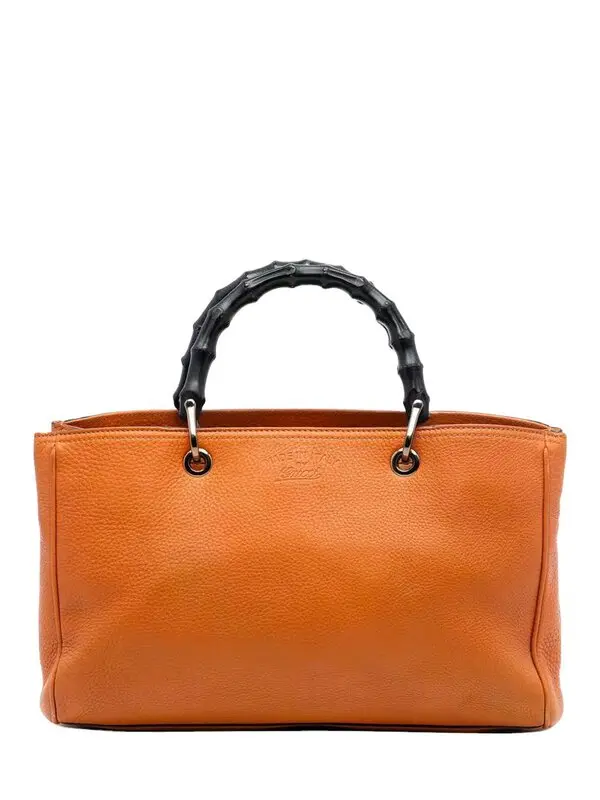 Gucci 2016-2026 Medium Calfskin Bamboo Shopper Satchel - Orange