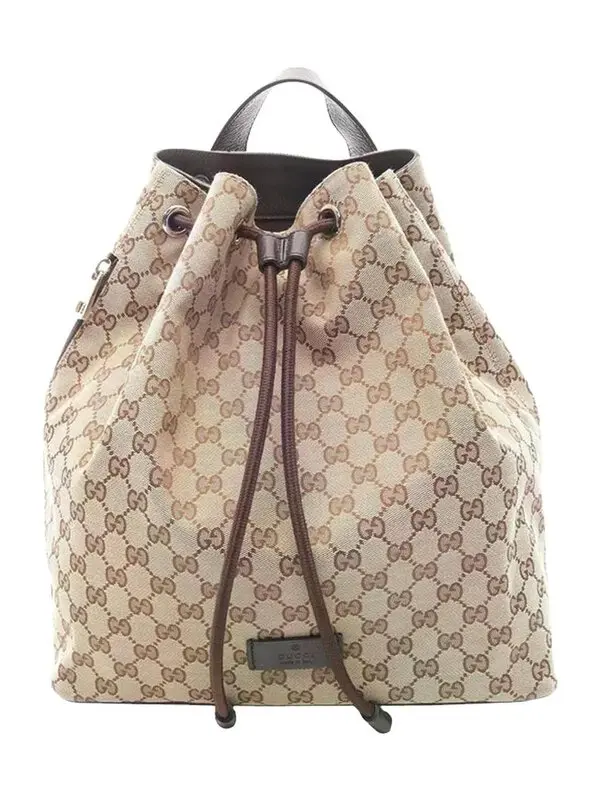 Gucci Gg Canvas Drawstring Backpack - Brown