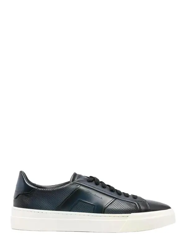 Santoni Perforated Leather Sneakers - Blue