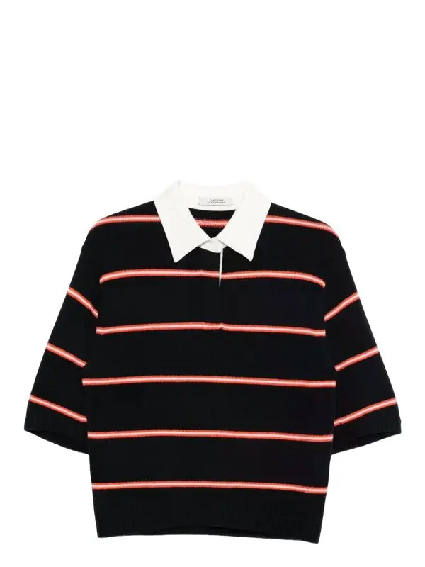 Dorothee Schumacher Striped Collared Polo Top - Blue