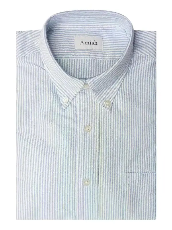 AMISH SUPPLIES Striped Chest-pocket Shirt - Blue