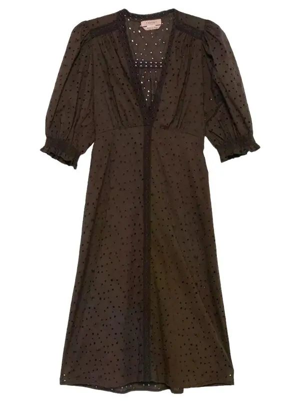 TWINSET Puff-sleeve Midi Dress - Brown