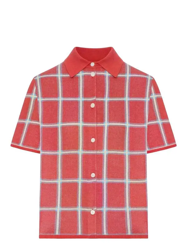 Guest In Residence Plaid Silk Top - Red